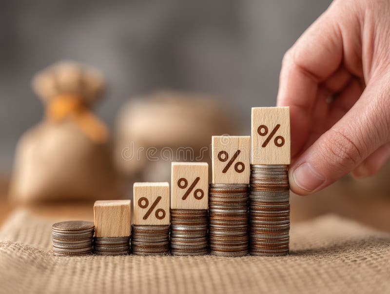 Coin Stack and Deposit Interest Increased Stock Illustration ...