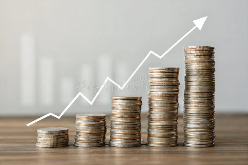 Coin Stack with Diagram Business Growing Concept Stock Illustration ...