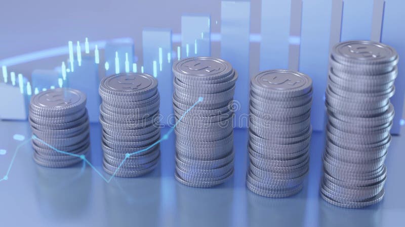 Coin Stack with Graph Stock Trader Stock Video - Video of budget, coin ...