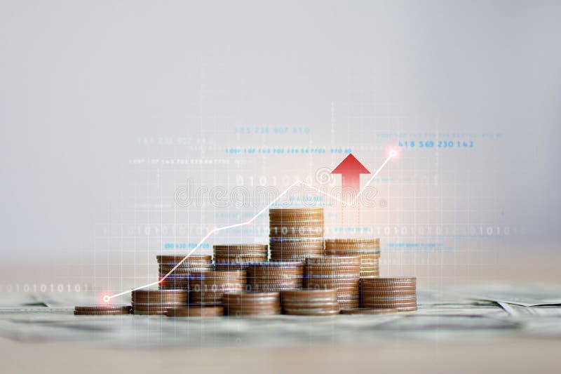 Coin Stack with Growth Chart Stock Image - Image of cash, coin: 349924203