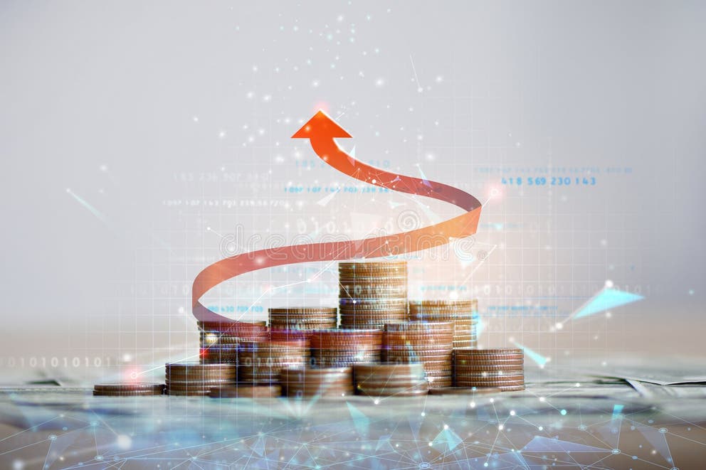 Coin Stack with Growth Chart and Graph Progress , Stock Image - Image ...