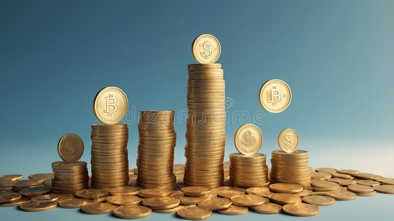 Coin Stack Growth Chart stock illustration. Illustration of success ...