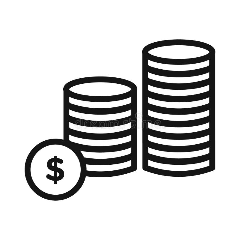 Coin Stack Icon Black and White Vector Sign Stock Illustration ...