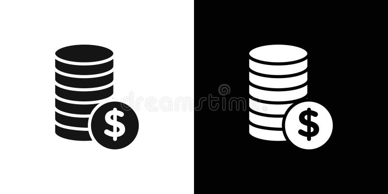 Coin Stack Icon Flat Vector Set Outline Stock Vector - Illustration of ...