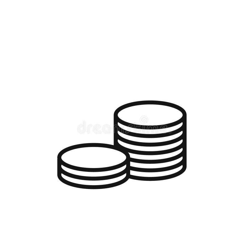 Coin Stack Icon Outline Collection in Black Stock Vector - Illustration ...