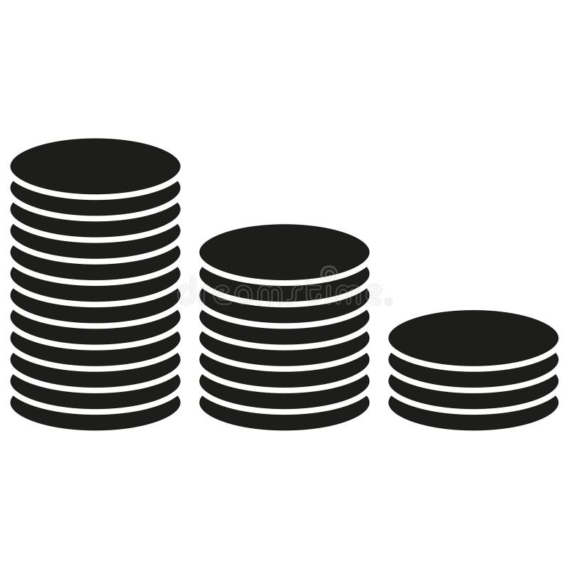 Coin Stack Icon. Prosperity Column Symbol. Black Ring Illustration ...