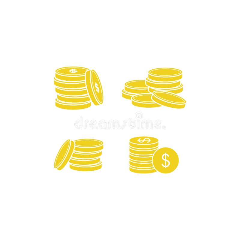 Coin Stack Icon Set Design Template Illustration Isolated Stock Vector ...