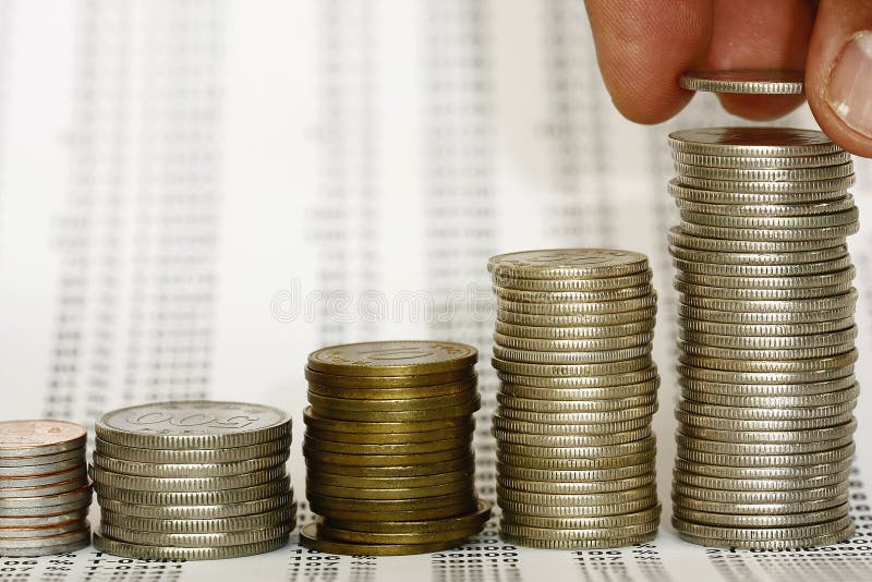A Coin in Stack Increasing Concept Stock Image - Image of fund, income ...