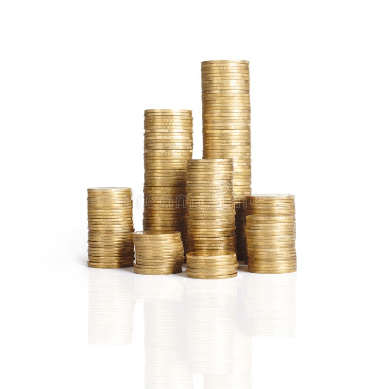 Coin Stack Isolated on White Stock Photo - Image of currency, payment ...