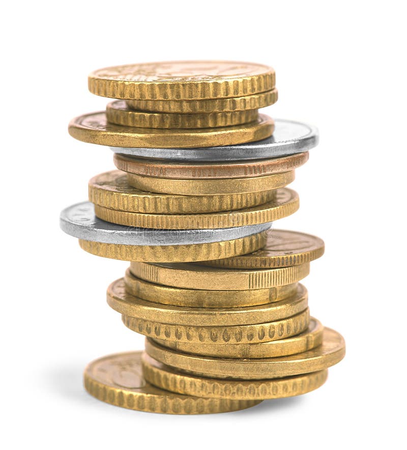 Coin stack stock image. Image of coin, isolated, debt - 75518811