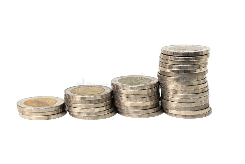 Coin Stack Isolated on White Background Stock Photo - Image of isolated ...