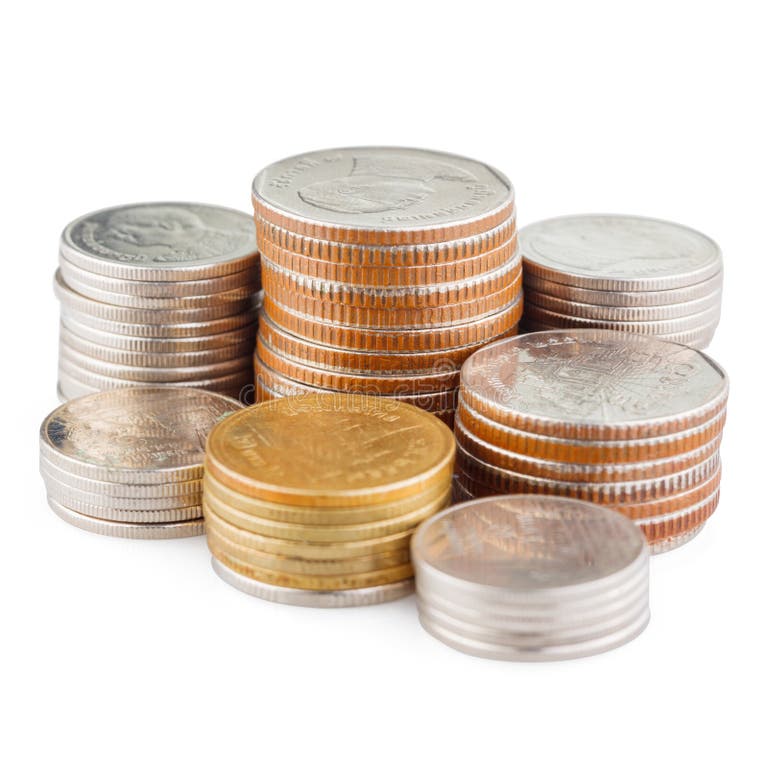 Coin Stack Isolated on White Background Stock Image - Image of market ...