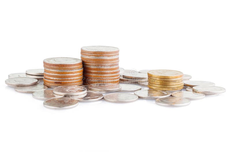 Coin Stack Isolated on White Background Stock Image - Image of clipping ...