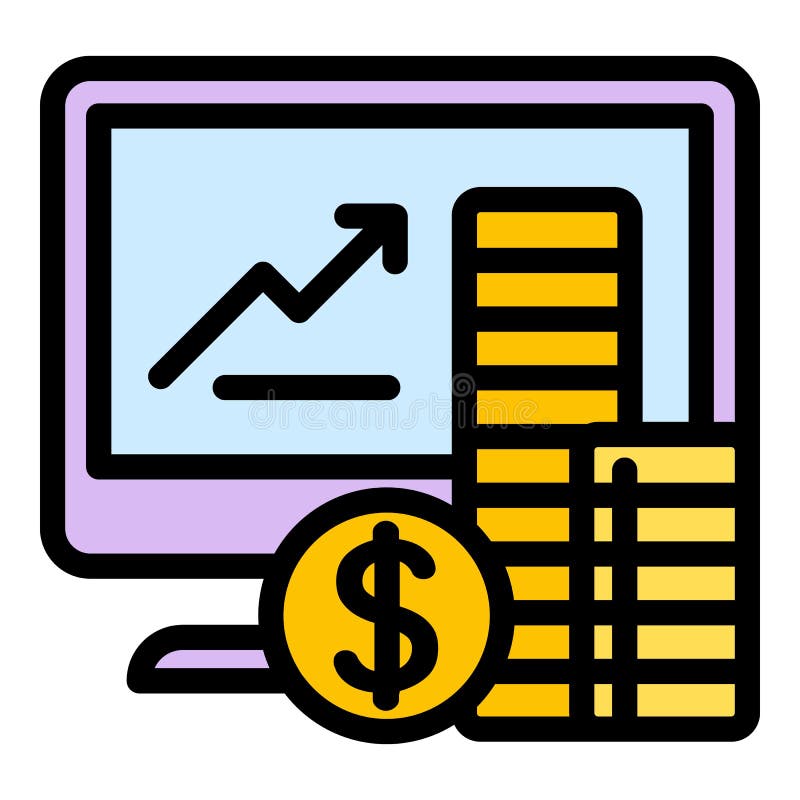 Coin Stack Report Icon, Outline Style Stock Vector - Illustration of ...