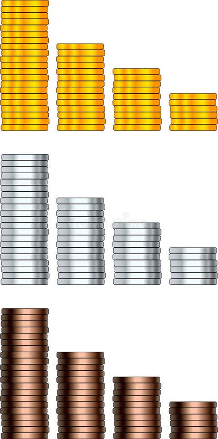 Coin stack set stock vector. Illustration of exchange - 59526543