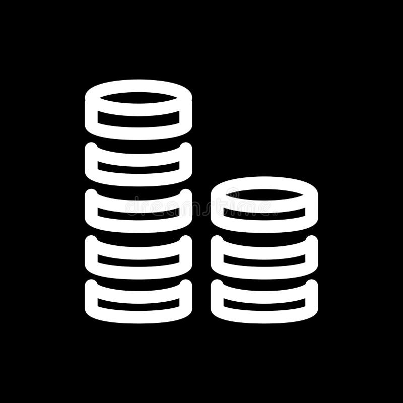 Coin Stack Vector Icon. Black and White Money Illustration. Outline ...