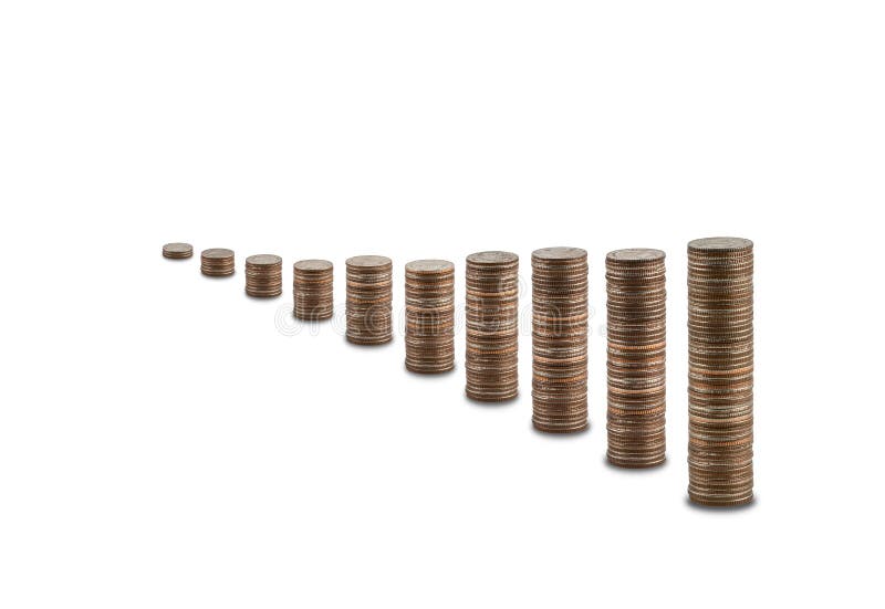 Coin Stacks As a Graph Isolated on White Background Stock Image - Image ...