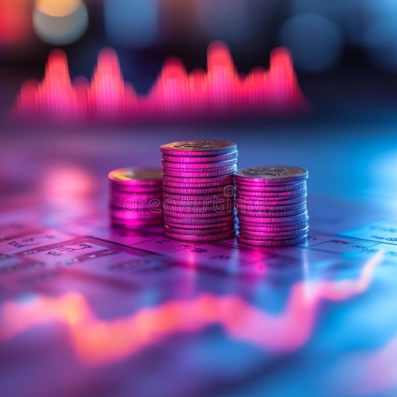Coin Stacks Chart stock illustration. Illustration of coins - 336872797