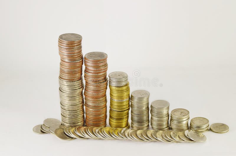 Coin stacks stock image. Image of gold, euro, chart, currency - 81732899