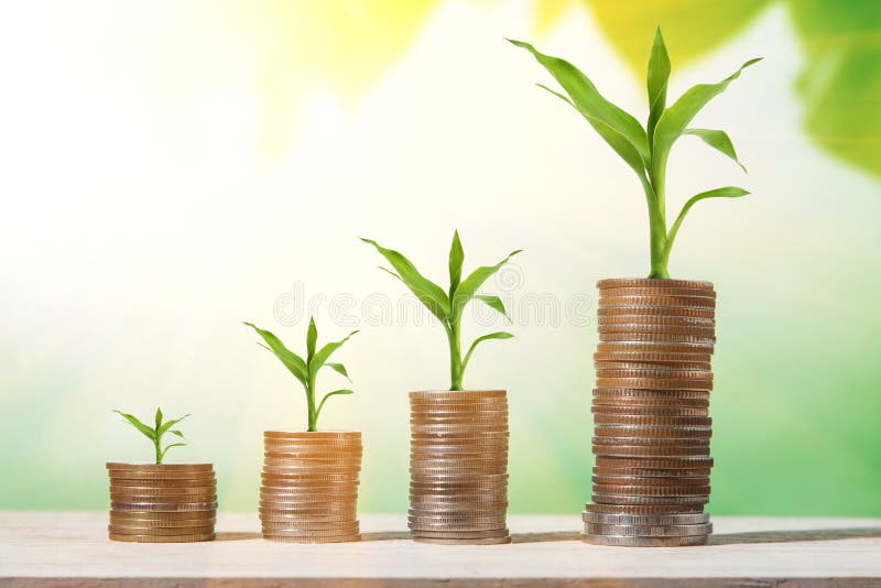 Coin Stacks on a Green Background Stock Image - Image of coin, stacks ...