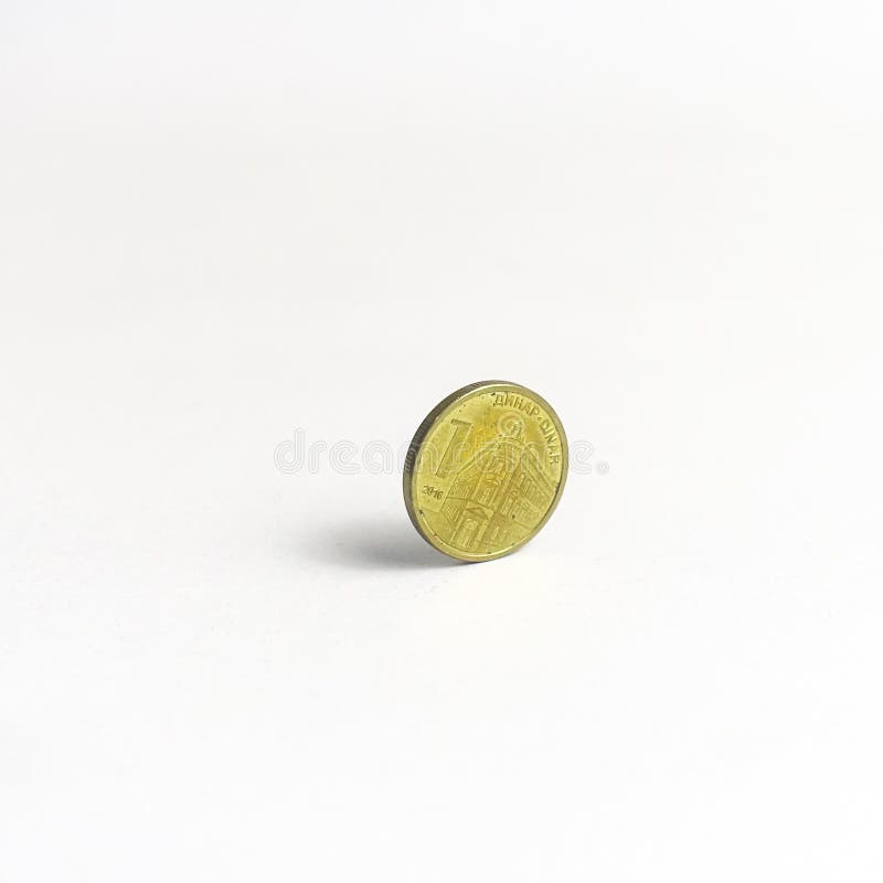 Coin Standing in the Front of White Background Stock Image - Image of ...