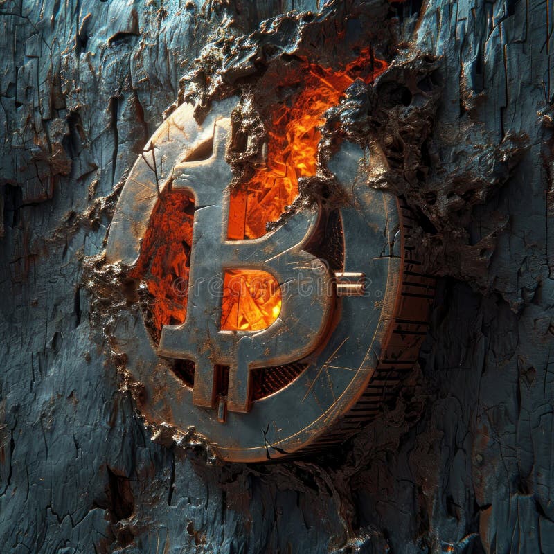 A Coin with a Symbol in the Middle of a Burnt Surface Stock ...