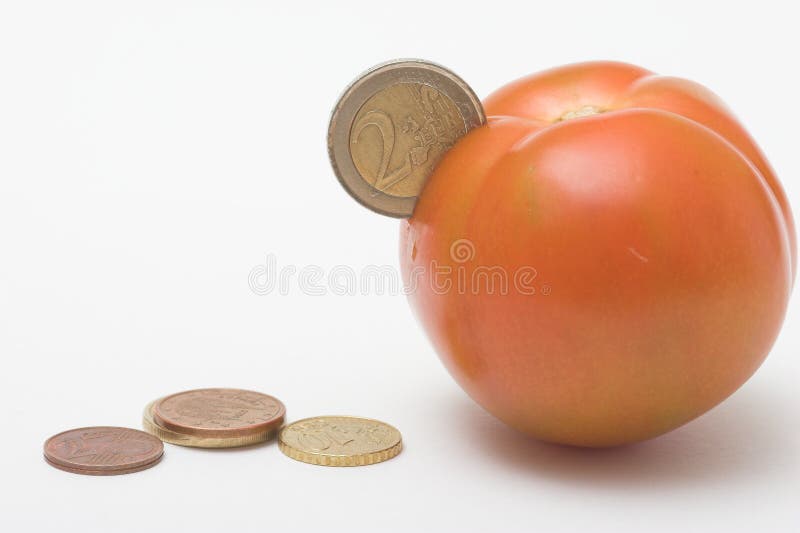 Coin in tomato stock photo. Image of cost, coin, money - 356478