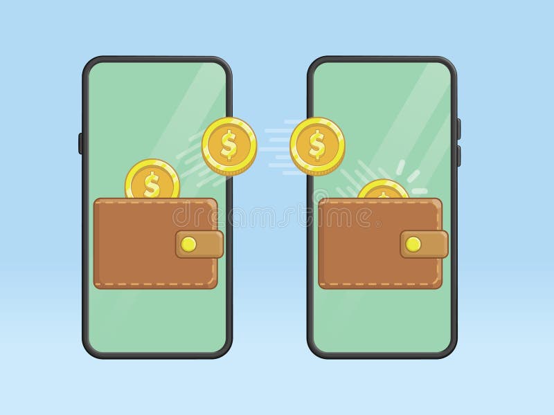 Coin Transferring Money Digital Wallet Accounts Stock Vector ...