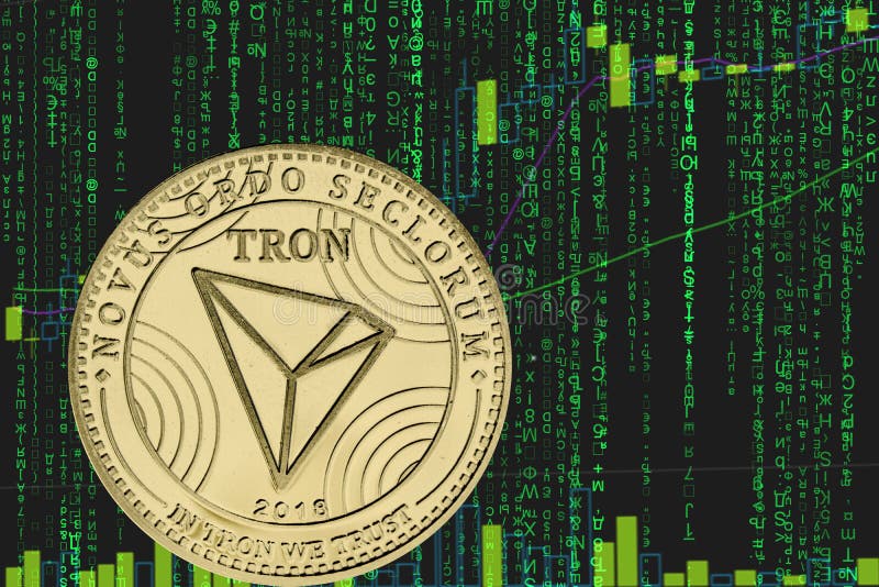 Token Trx Tron Cryptocurrency on the Background of Binary Crypto Matrix ...