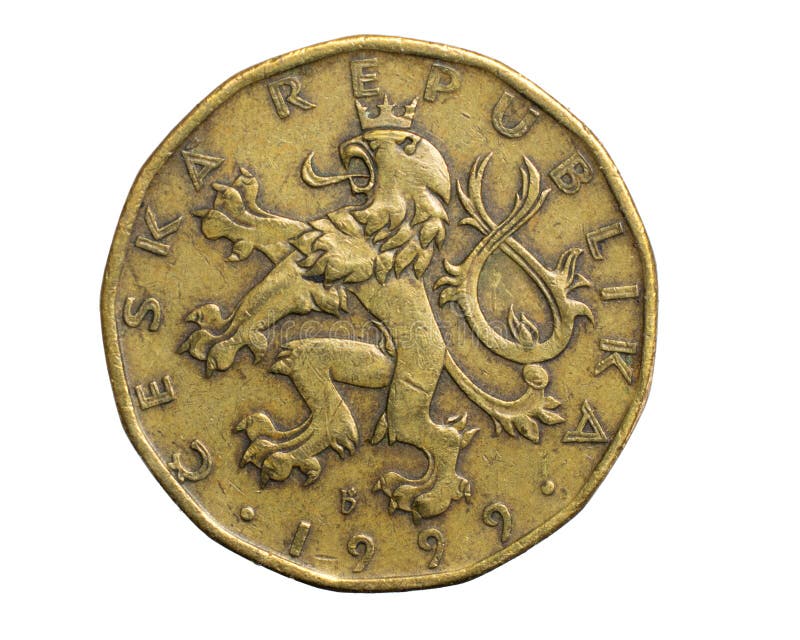 Twenty czech koruna coin stock photo. Image of bronze - 49093470