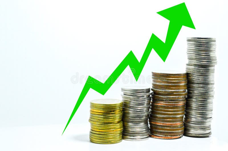 Coin Uptrend Graph Make Money Stock Illustration - Illustration of gold ...