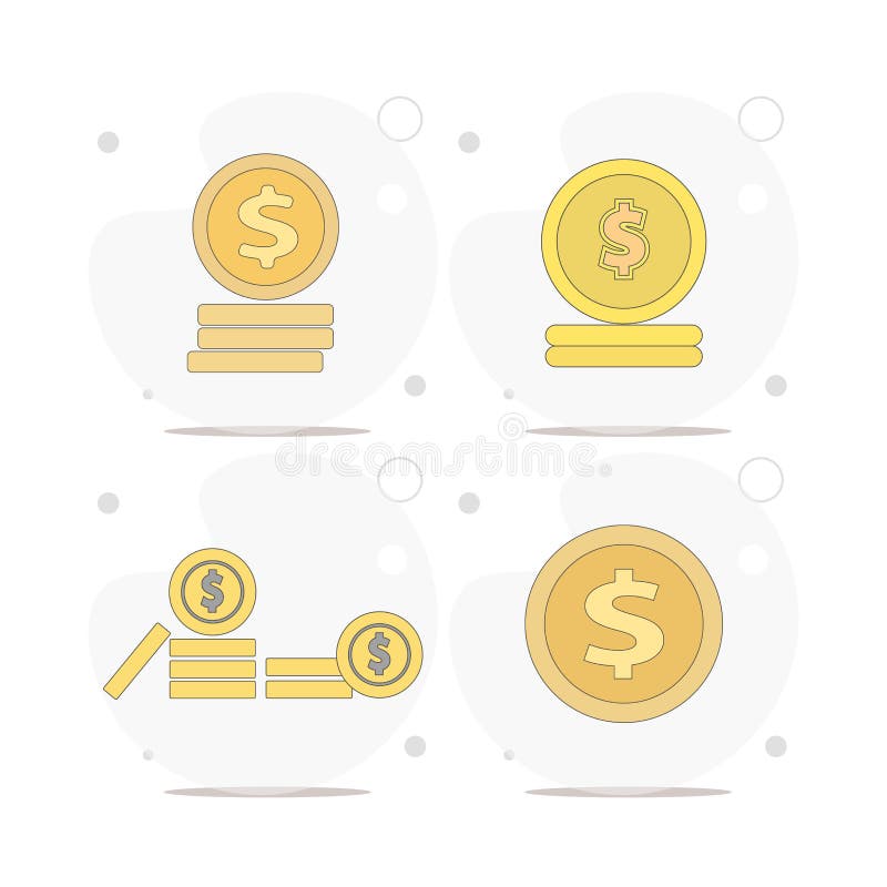 Coin Vector Flat Illustration. Gold Coin with Percent, Coins Flat ...