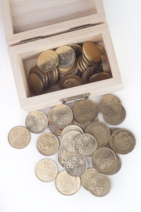 Coin in wooden box stock image. Image of shariah, collection - 55899771