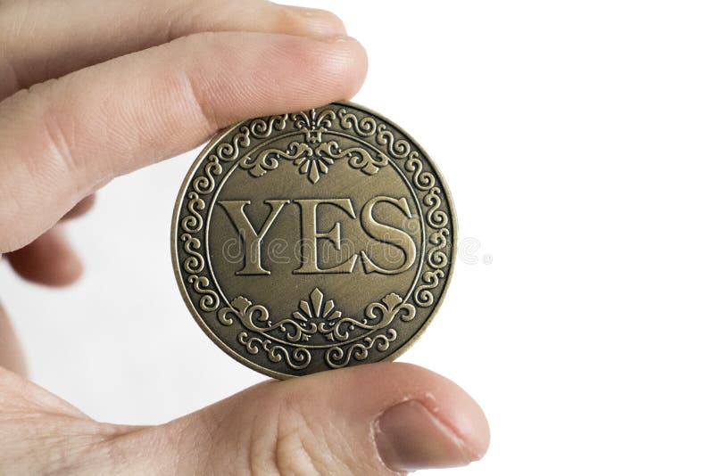 Coin yes or no in hand stock image. Image of case, imitation - 166935499