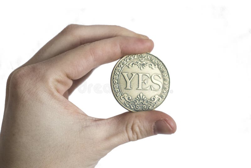 Coin `Yes` or `No` in a Hand Stock Image - Image of palm, business ...