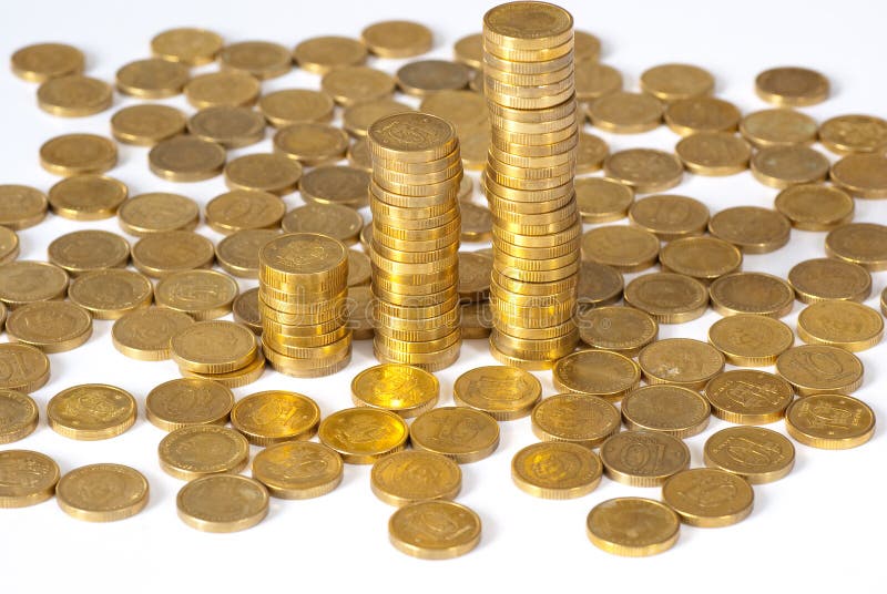 Piles of gold coins stock photo. Image of money, heap - 16812996