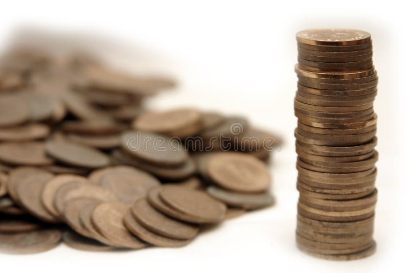 Stack of British Pennies stock image. Image of british - 42386533
