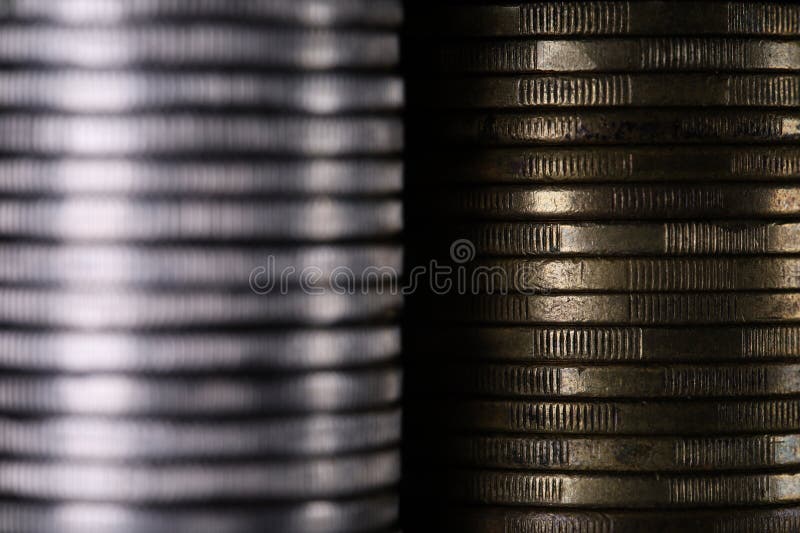 Stack of Silver Coins in Close-up, Texture of Old Coins Stock Photo ...