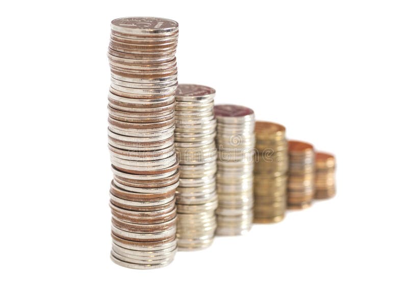 Coins arranged as a graph stock photo. Image of cash - 58077870