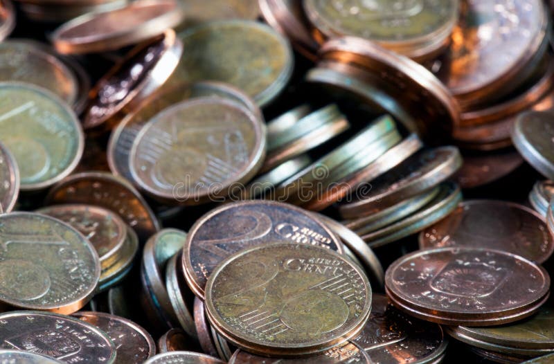 Coins Background. Euro Coins. Cent Coins Stock Photo - Image of market ...