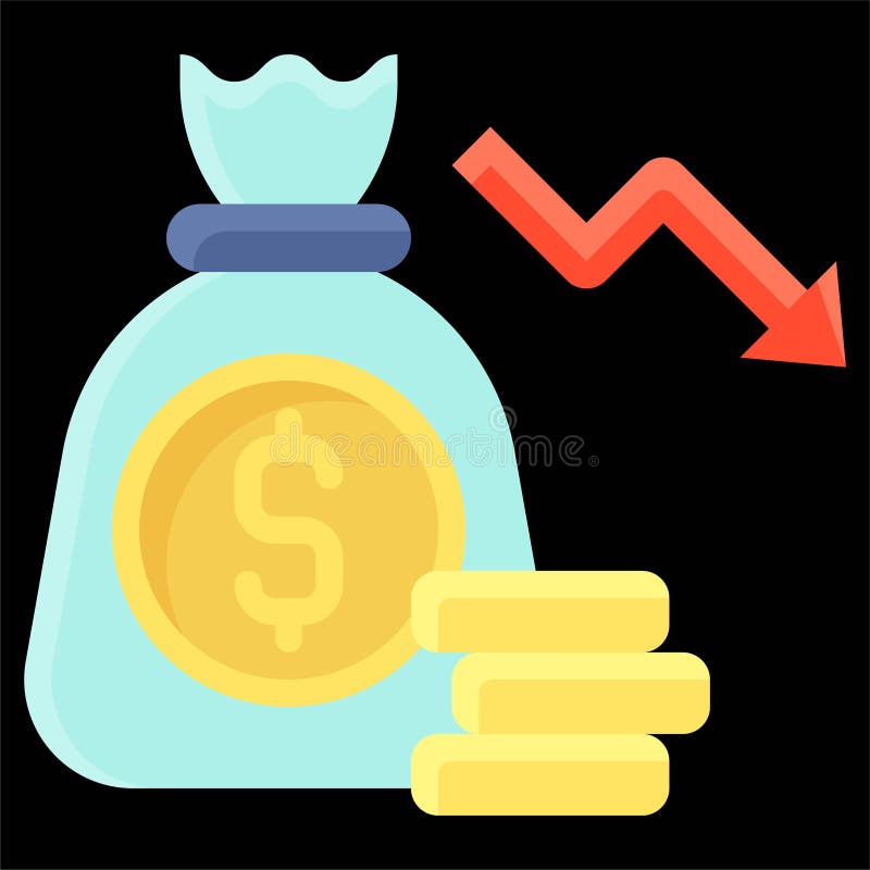 Coins with Down Arrow Icon, Bankruptcy Related Vector Stock Vector - Illustration of decrease ...