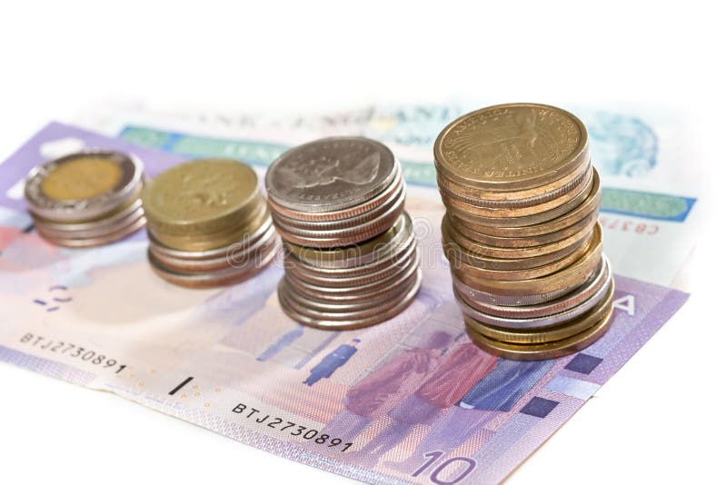 Coins and banknotes stock image. Image of currency, pile - 5705709