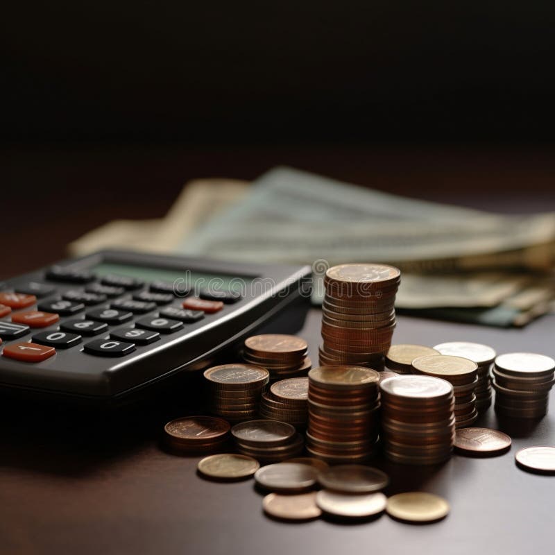 Calculator and Pen with Financial Report and Charts in the Background ...