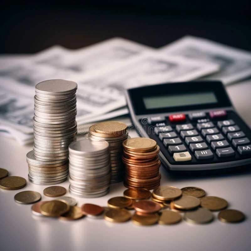 Calculator and Pen with Financial Report and Charts in the Background ...
