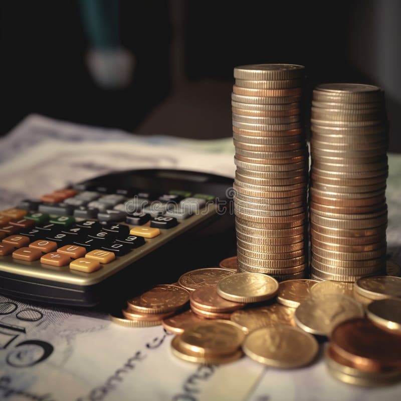 Calculator and Pen with Financial Report and Charts in the Background ...