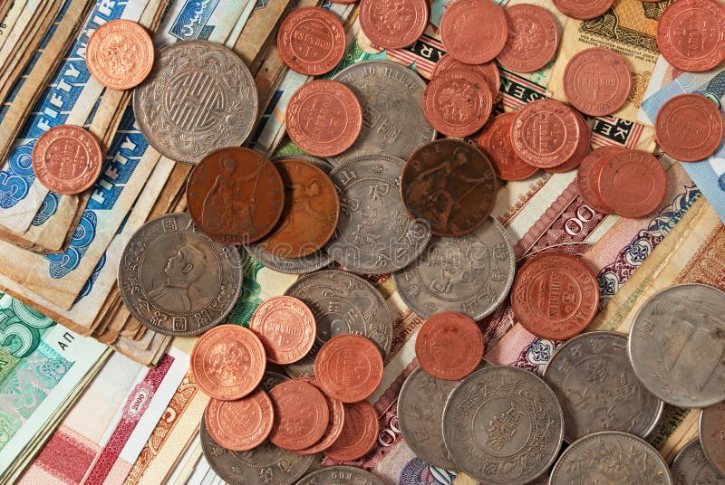 Coins and banknotes. stock photo. Image of antiques, penny - 33347232