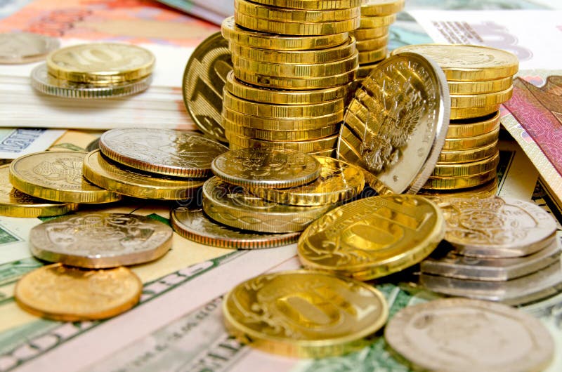 Coins and banknotes. stock image. Image of news, financial - 49140891