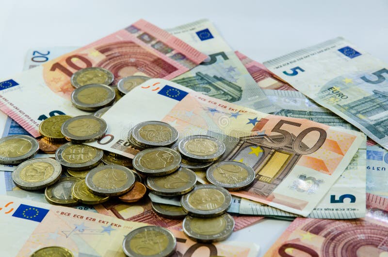 Coins and banknotes stock photo. Image of capital, detail - 57652710