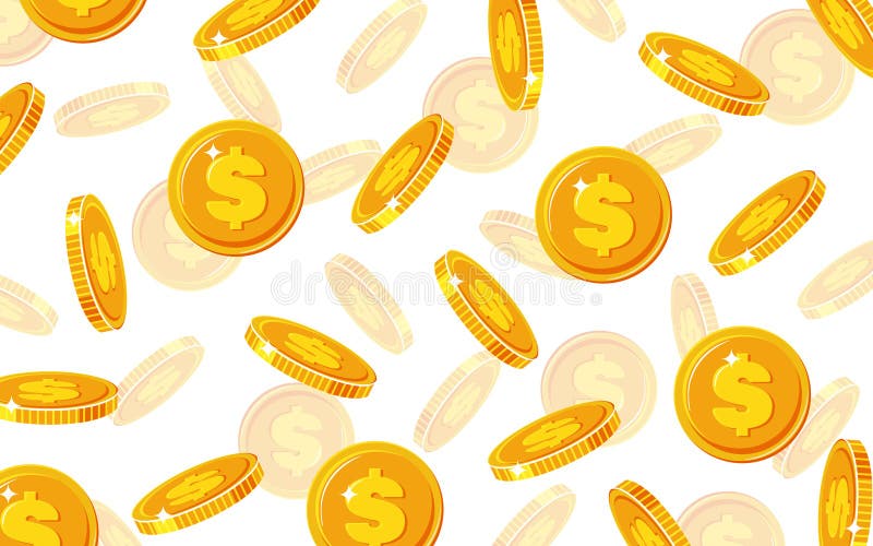 Golden Sparkling Coins. Banner with Falling Dollars. Wealth. Stock ...
