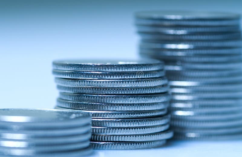 Coins in blue stock photo. Image of cash, blue, investment - 1567852